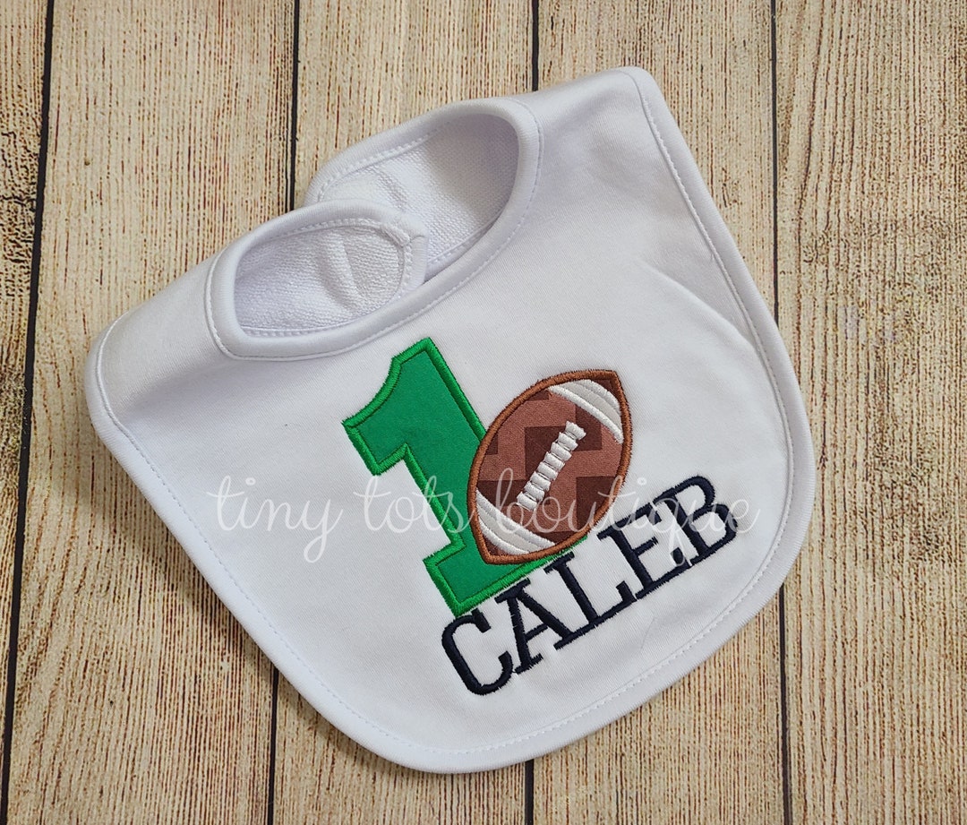 Custom Football First Birthday Bib: Embroidered Cotton Sport Bib - Etsy