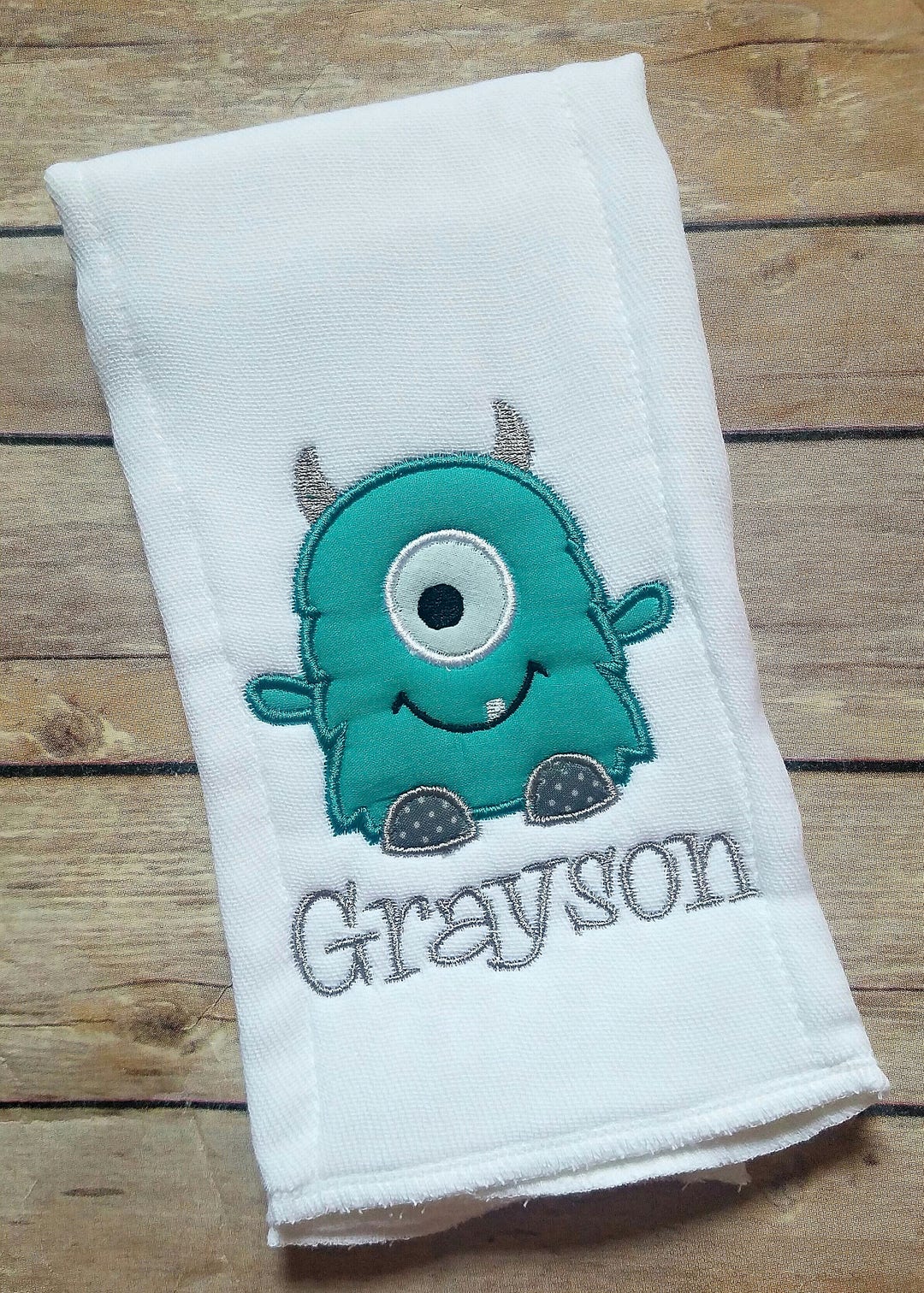 Personalized Monster Burp Cloth Boy Embroidered Burp Cloth Monster ...