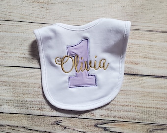 Personalized First Birthday Bib Embroidered Birthday Bib | Etsy