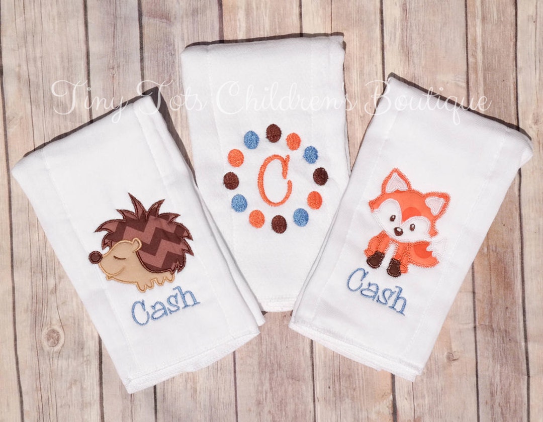 Personalized Burp Cloth Set - Monogram Burp Cloth Set - Embroidered ...