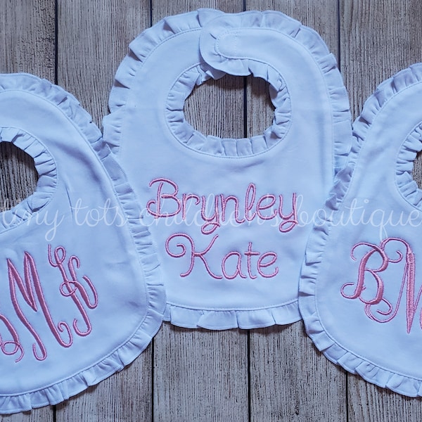 White Baby Ruffle Bibs to Embroider - Etsy