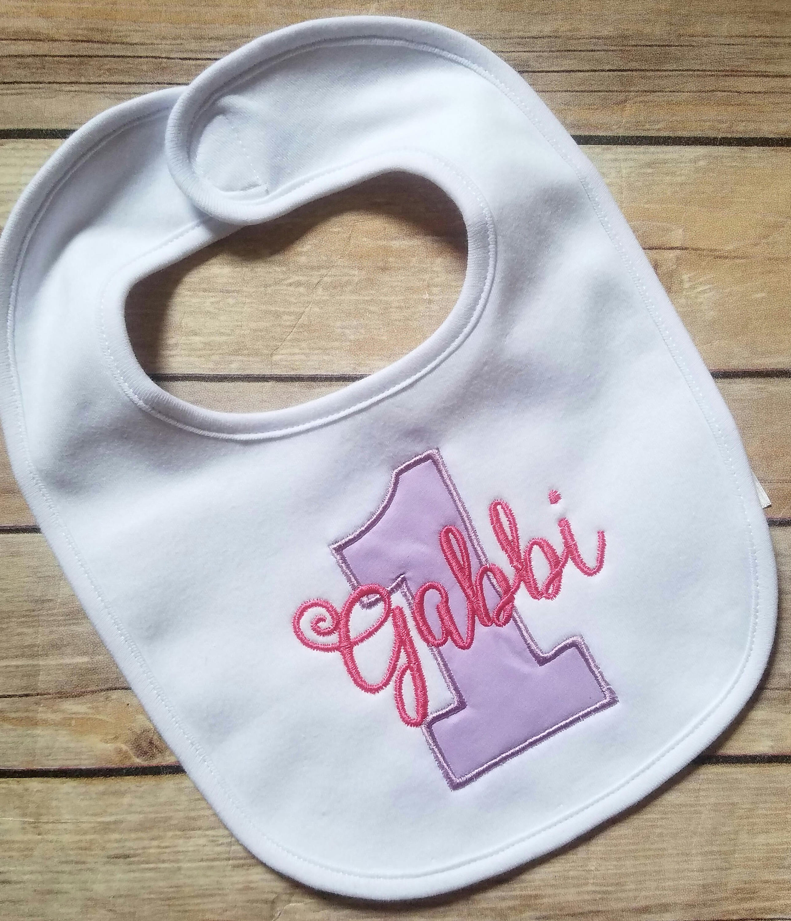 Personalized First Birthday Bib Embroidered Birthday Bib | Etsy