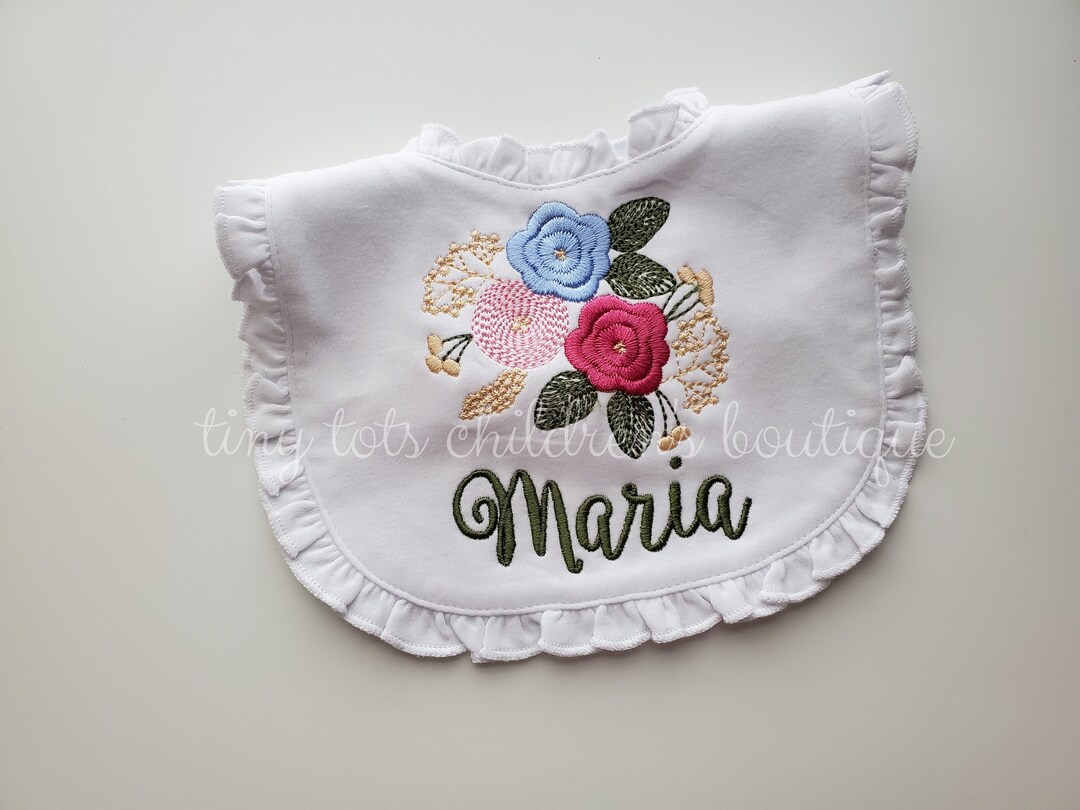 Personalized Embroidered Ruffle Bib – Floral Baby Shower Gift - Etsy