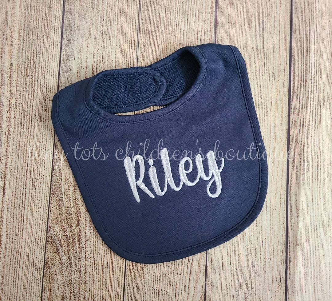Navy and White Monogrammed Boys Bib, Baby Boys Navy Blue Bib, Boys ...