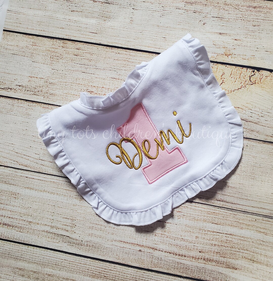 Personalized First Birthday Bib - Embroidered Birthday Bib - Girl ...