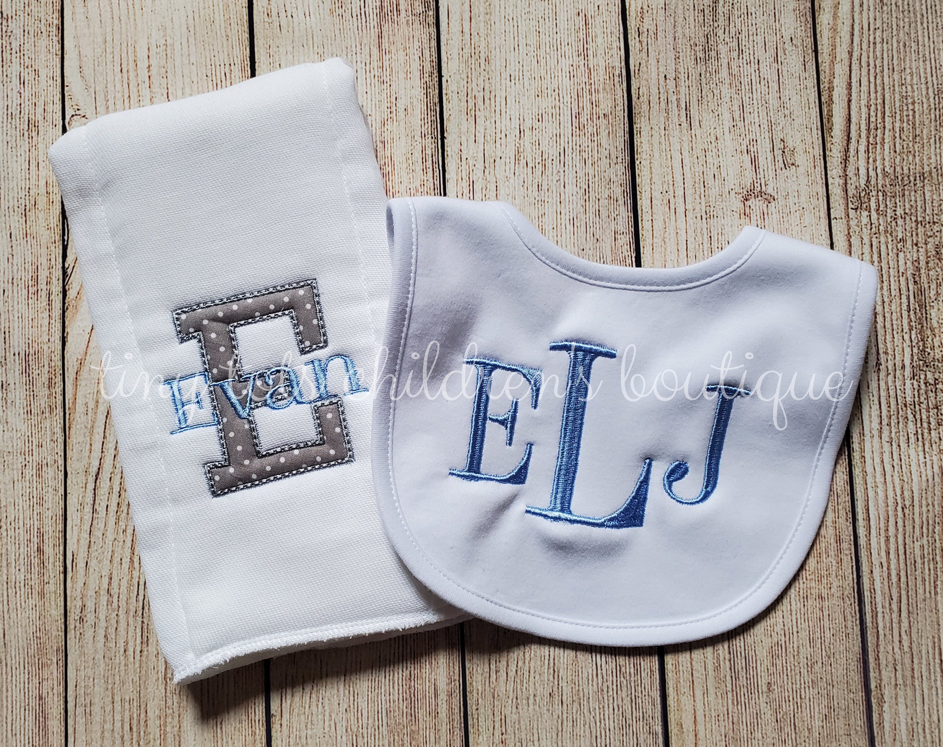 Personalized Baby Gift Set - Monogram Bib - Embroidered Burp Cloth ...