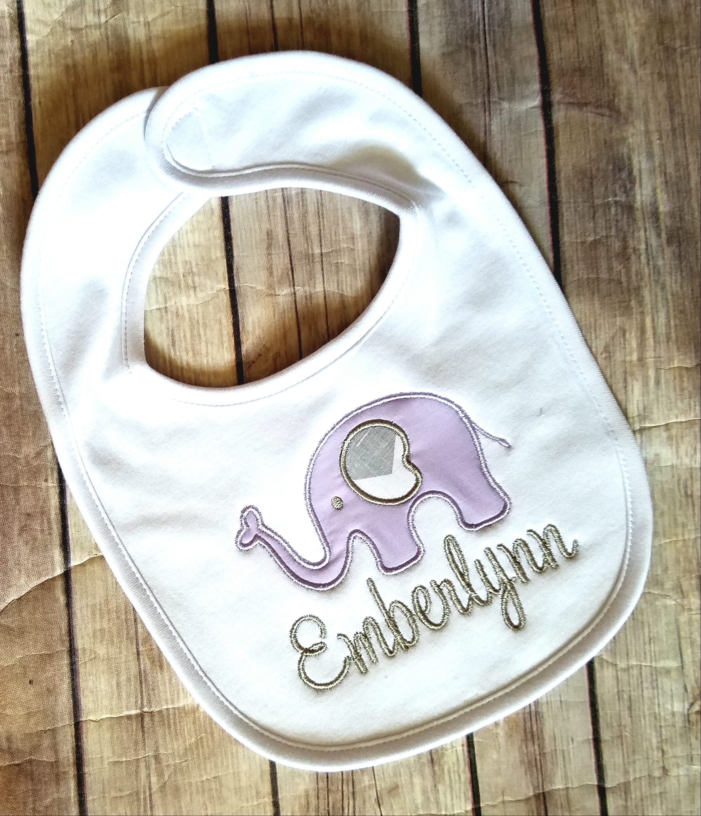 Personalized Elephant Bib Monogram Bib Embroidered Bib | Etsy