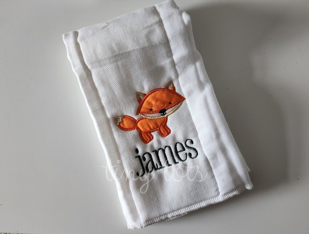 Personalized Baby Burp Cloth Embroidered Fox Burp Cloth Newborn ...