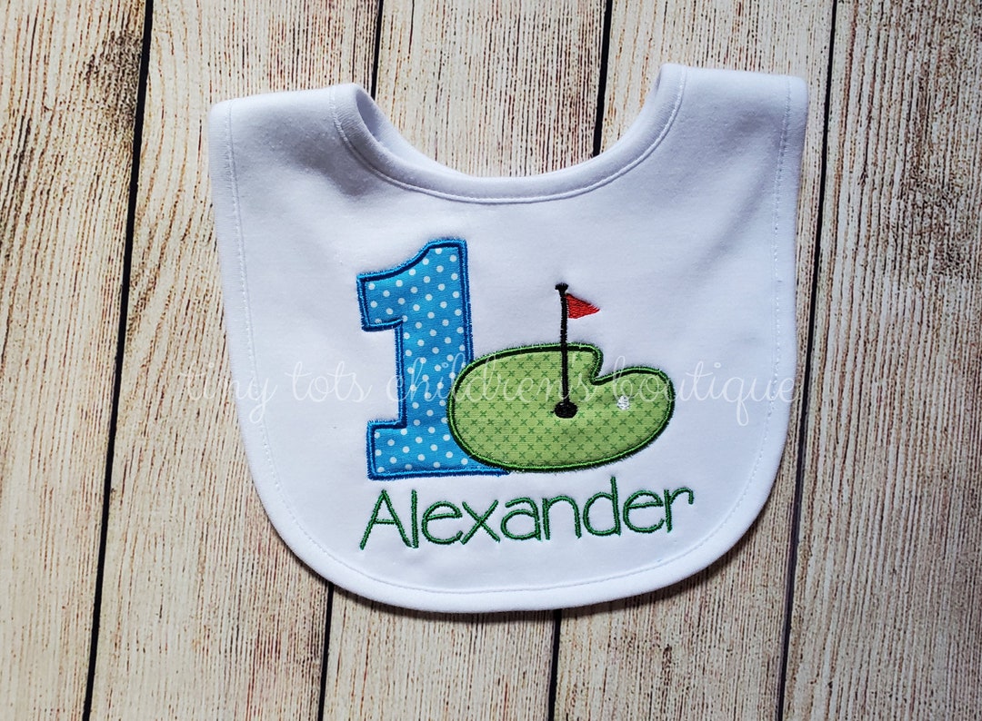 Embroidered Golf First Birthday Bib - Personalized Cotton Boy Bib - Etsy