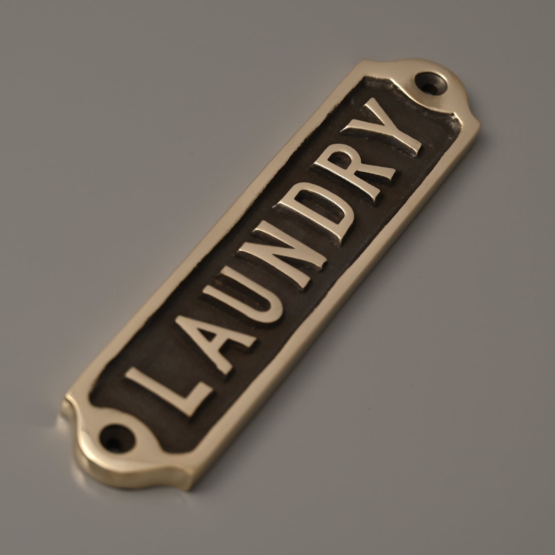 Vintage Laundry Sign Cast Metal Door Sign Brass Black & - Etsy