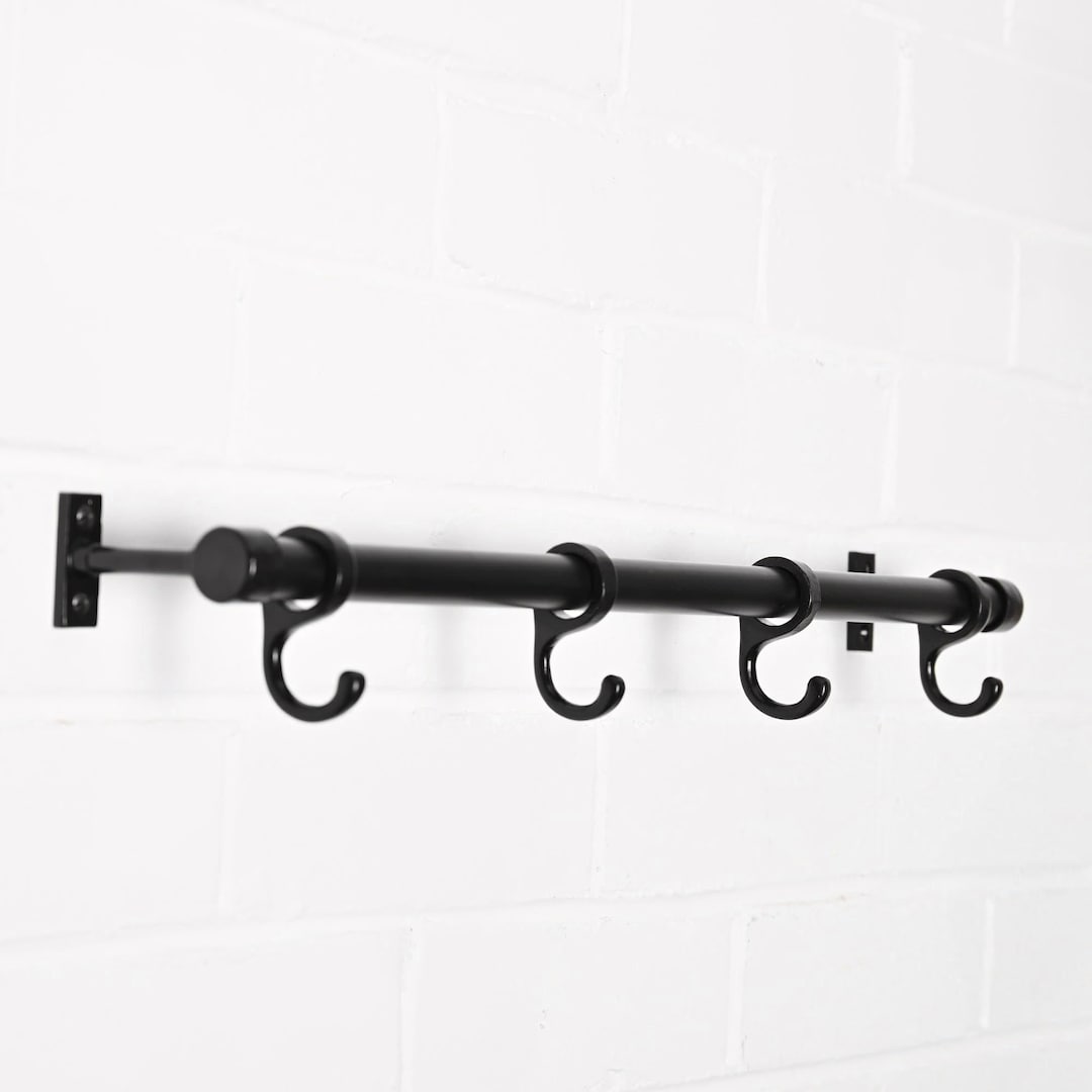Black Iron Hook Rail Minimal Kitchen Utensil Pot Pan Hanging Rail ...