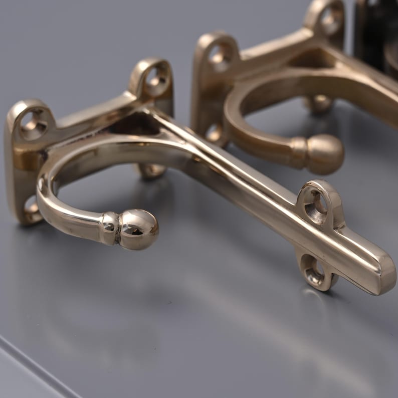 4 Solid Brass Shelf Bracket With Hook Shelf Support - Etsy