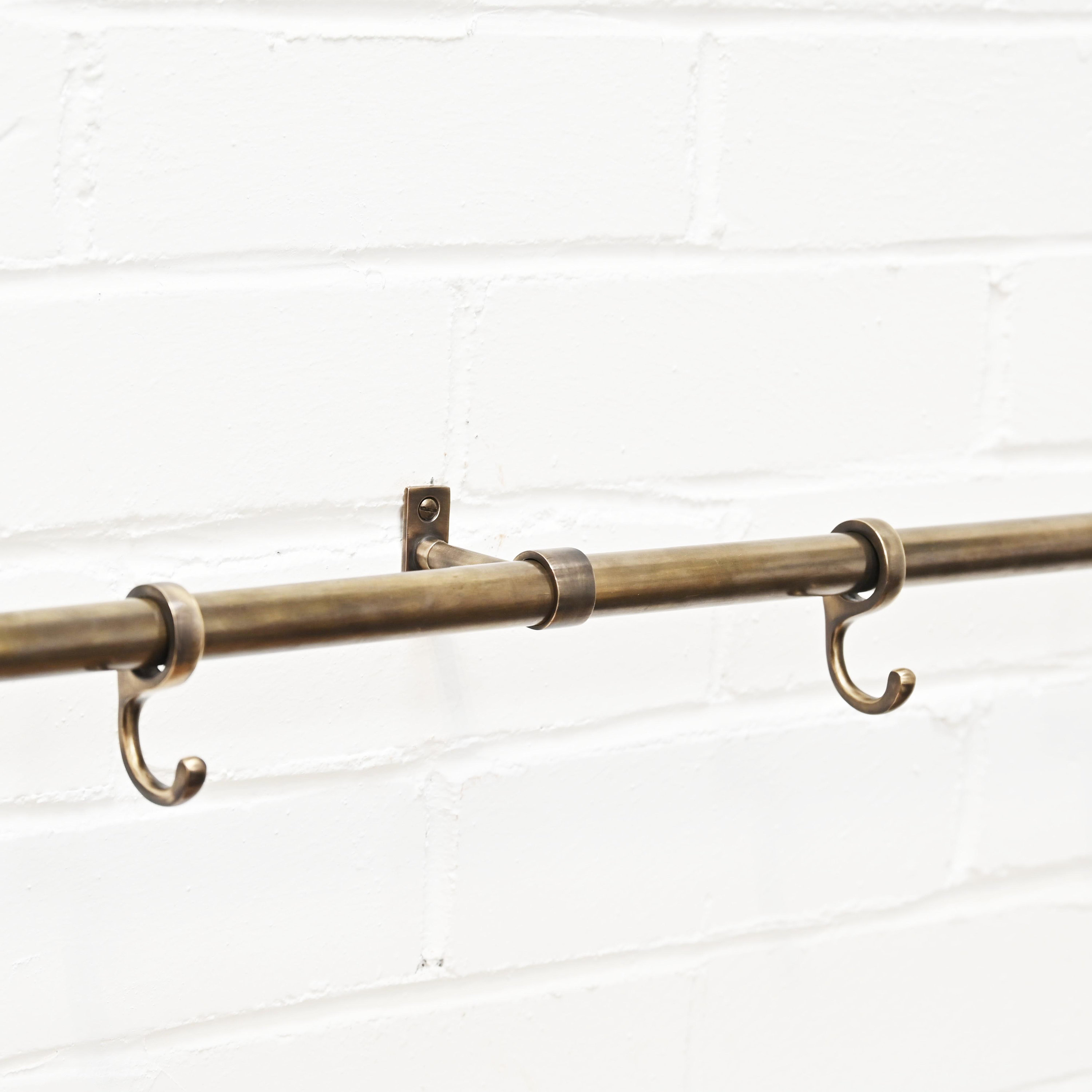 Aged Brass Hook Rail - Kitchen Utensil Pot Pan Hanging Rail Wardrobe ...