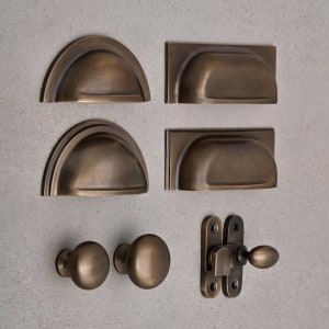 Aged Brass Cabinet Knobs & Handles Kitchen Cupboard Cup - Etsy