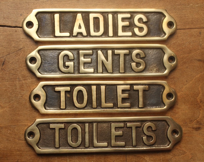 Vintage Victorian Style TOILET BATHROOM Door Sign Cast Iron Brass ...