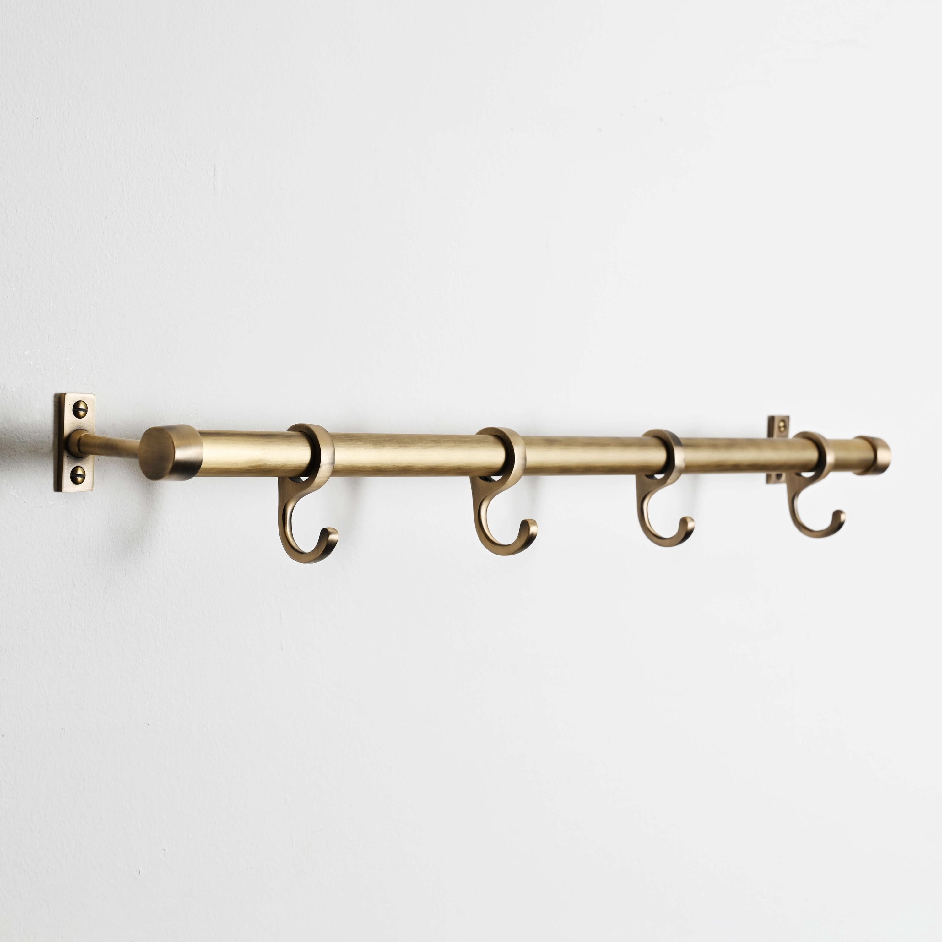 Aged Brushed Brass Kitchen Hanging Rail | Pot Towel Kitchen Utensil ...