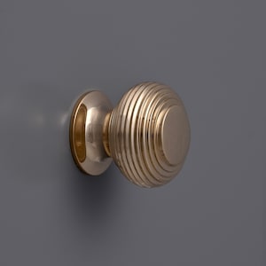 Solid Brass Beehive Cabinet Knobs | Reeded Drawer Cupboard Kitchen Chest of Drawers Vintage ...