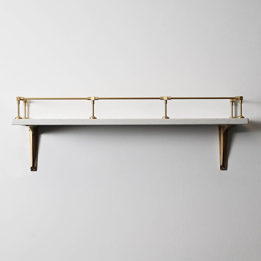 Satin Brass Gallery Rail | Solid Brass Kitchen Shelf Fiddle - Etsy