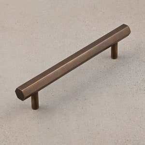 Solid Brass Hexagonal Pull Handles & Knobs | Kitchen Cabinet Cupboard Handles Modern Polished ...
