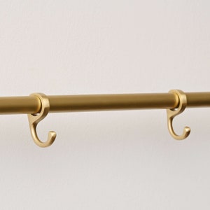 Brushed Satin Brass Kitchen Hook Rail - Pot Pan Utensil Rail Solid ...