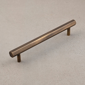Solid Brass Hexagonal Pull Handles & Knobs | Kitchen Cabinet Cupboard Handles Modern Polished ...