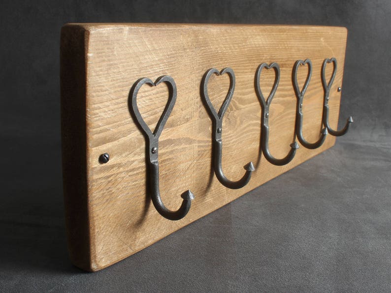 5 X Rustic Wooden Coat Rack Hook Board 22 Inch Heart - Etsy UK