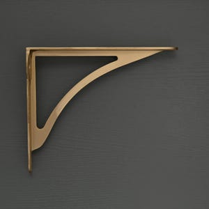 Ironbridge Solid Brass Shelf Brackets - Satin Brass Kitchen Wall ...