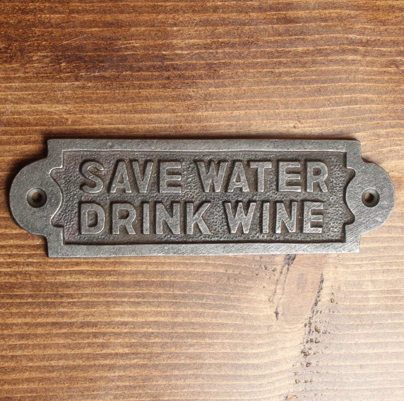 Save Water Drink Wine Sign Cast Iron Gift Wall Plaque Funny - Etsy