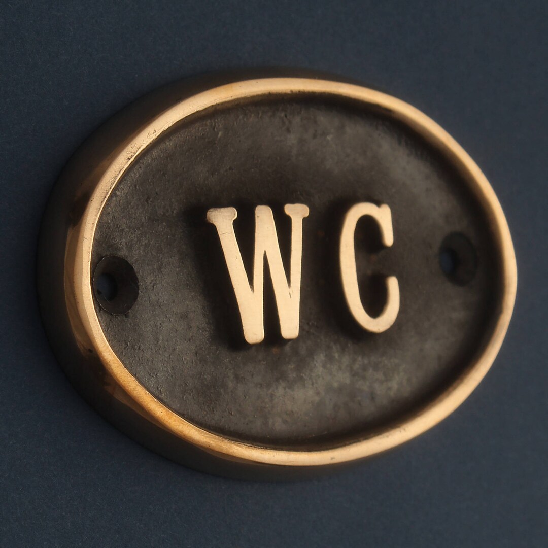 Solid Bronze WC Toilet Door Sign - Vintage Antique Victorian Cast Brass ...