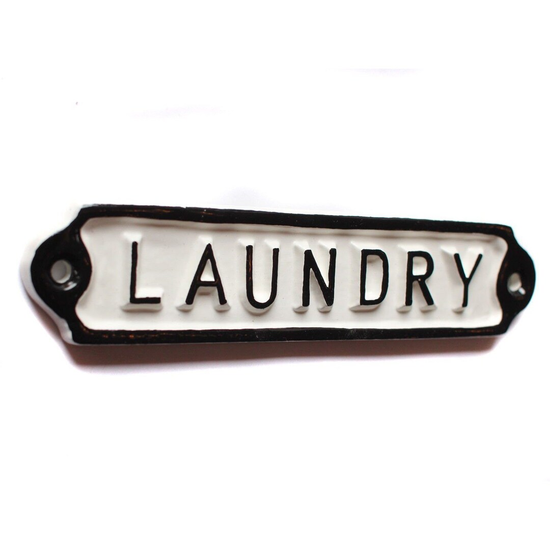 Vintage Laundry Sign Cast Metal Door Sign Brass Black & - Etsy