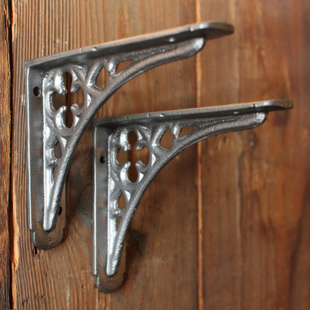 2 X 5x4" Small Gothic Cast Iron Brackets, Shelf Shelving Brackets ...