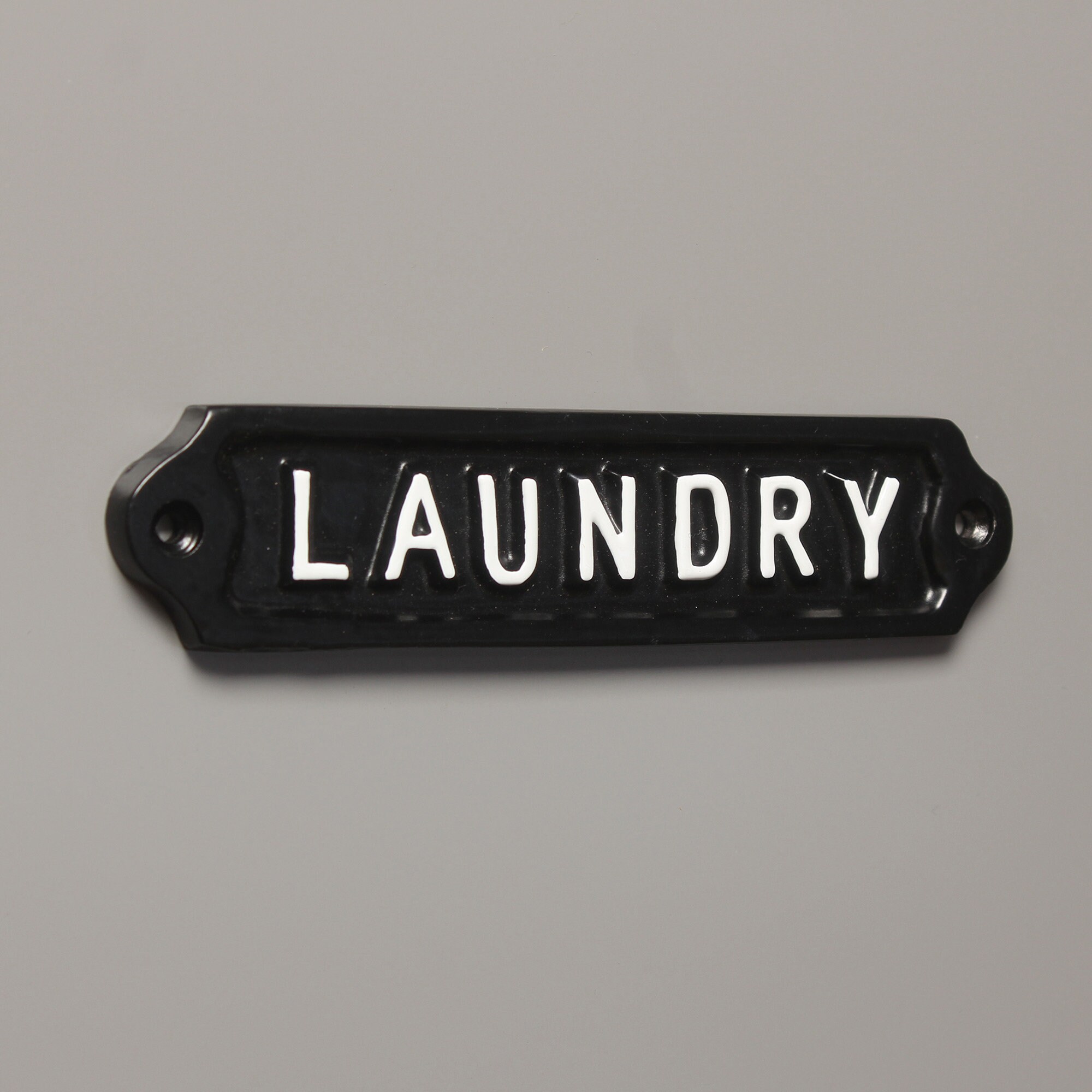 Vintage Laundry Sign - Cast Metal Door Sign Brass Black & White ...