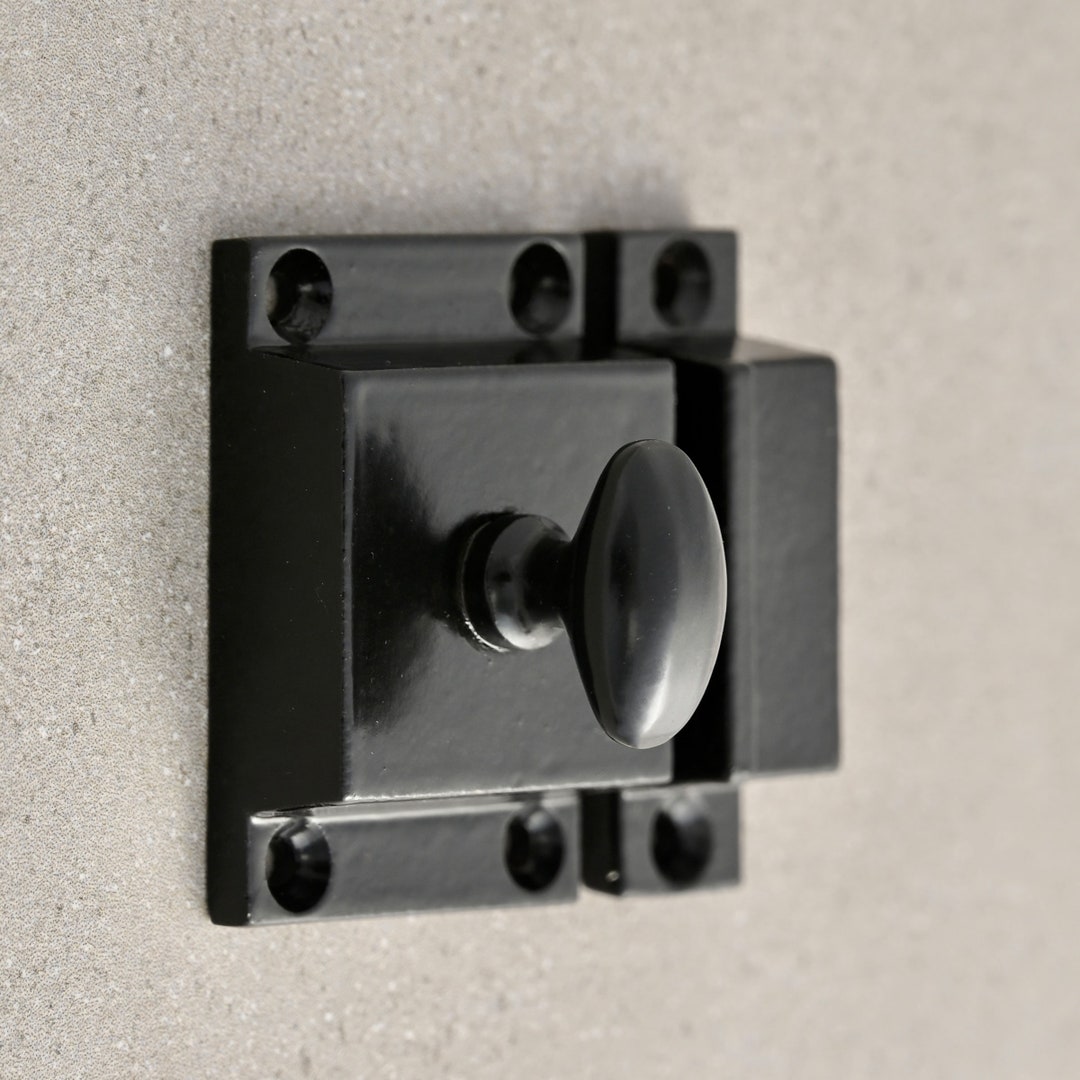 Black Cupboard Turn Latch Catch Knob Cabinet Kitchen Door Latch Rim ...