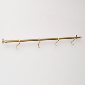 Brushed Satin Brass Kitchen Hook Rail - Pot Pan Utensil Rail Solid ...