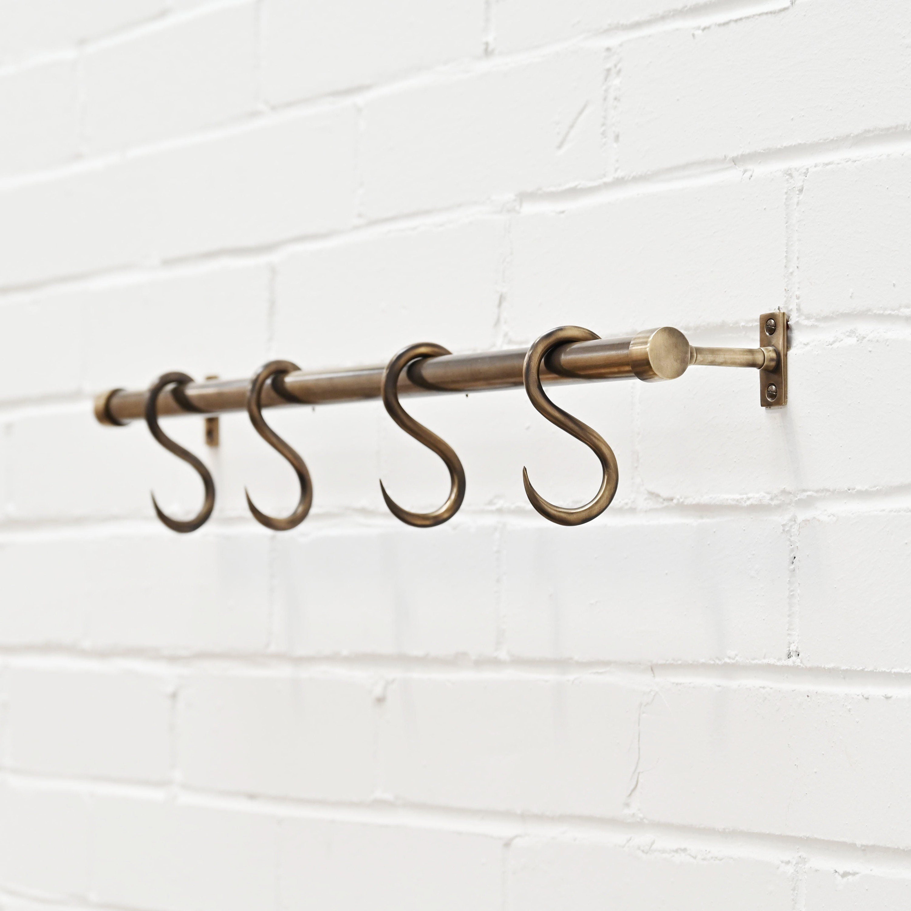 Aged Brass Hook Rail - Kitchen Utensil Pot Pan Hanging Rail Wardrobe ...