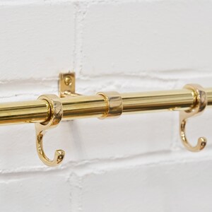 Polished Brass Kitchen Hook Rail - Pot Pan Utensil Rail Solid Brass ...