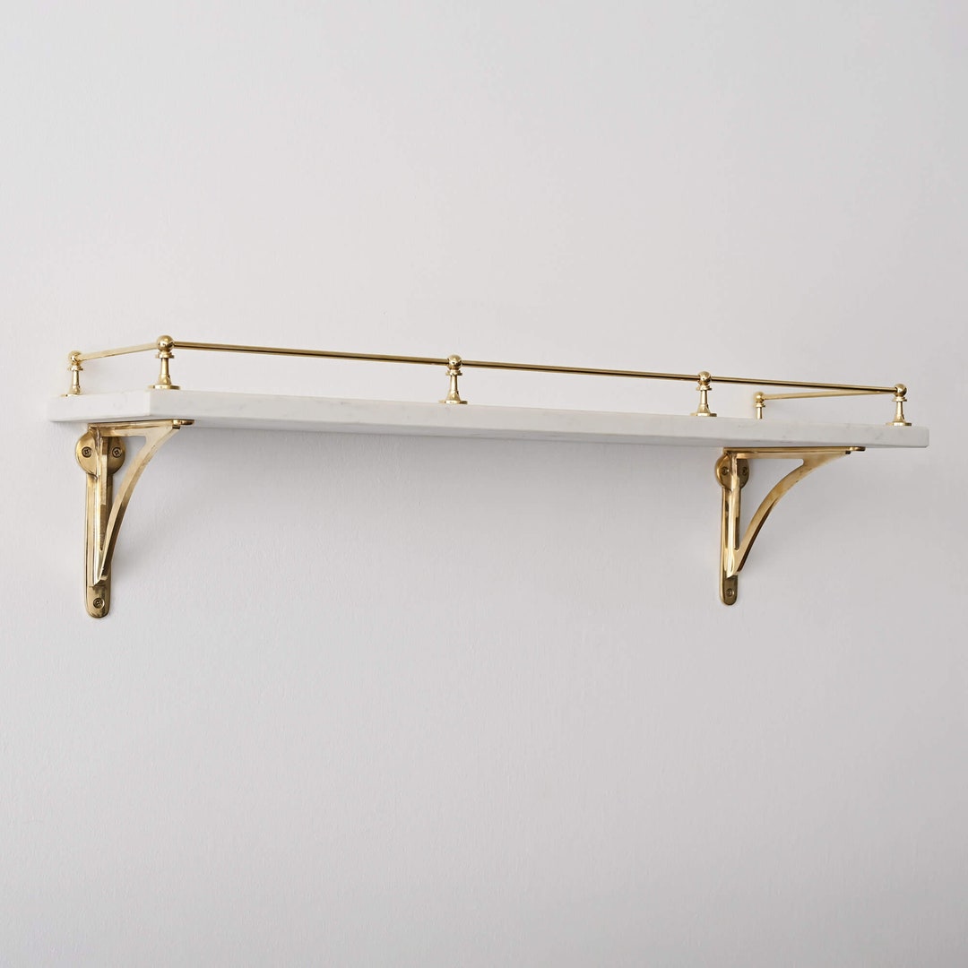 Victorian Polished Brass Gallery Rail | Kitchen Fiddle Tipping Shelf ...