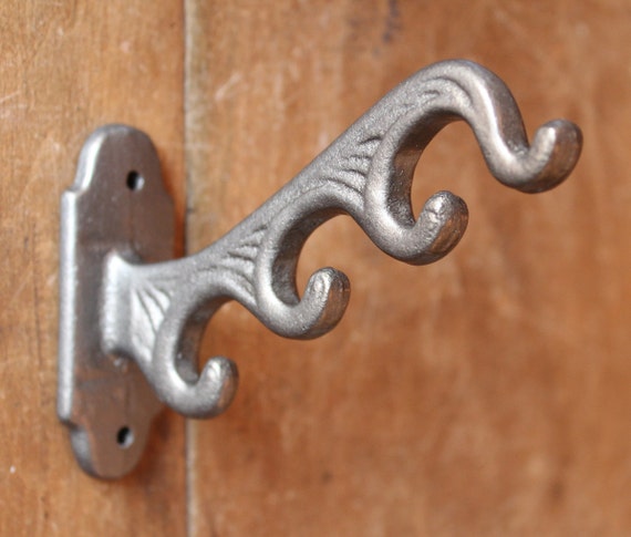 Set of 5 Antique Style Cast Iron Hat Coat Wall Hooks Decorative Rustic Metal Hooks Industrial Vintage Old Victorian Style CH18 x5