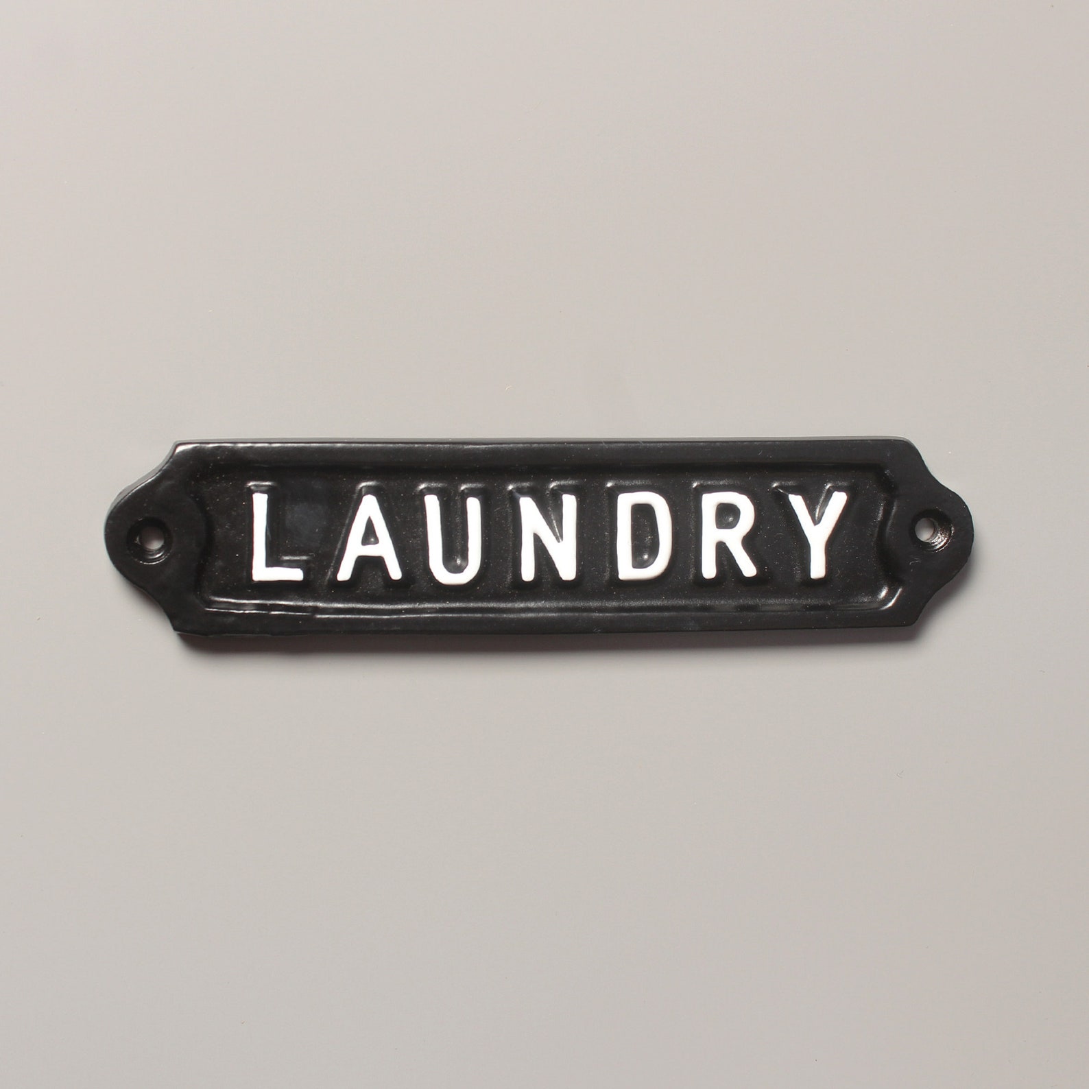 Vintage Laundry Sign - Cast Metal Door Sign Brass Black & White ...