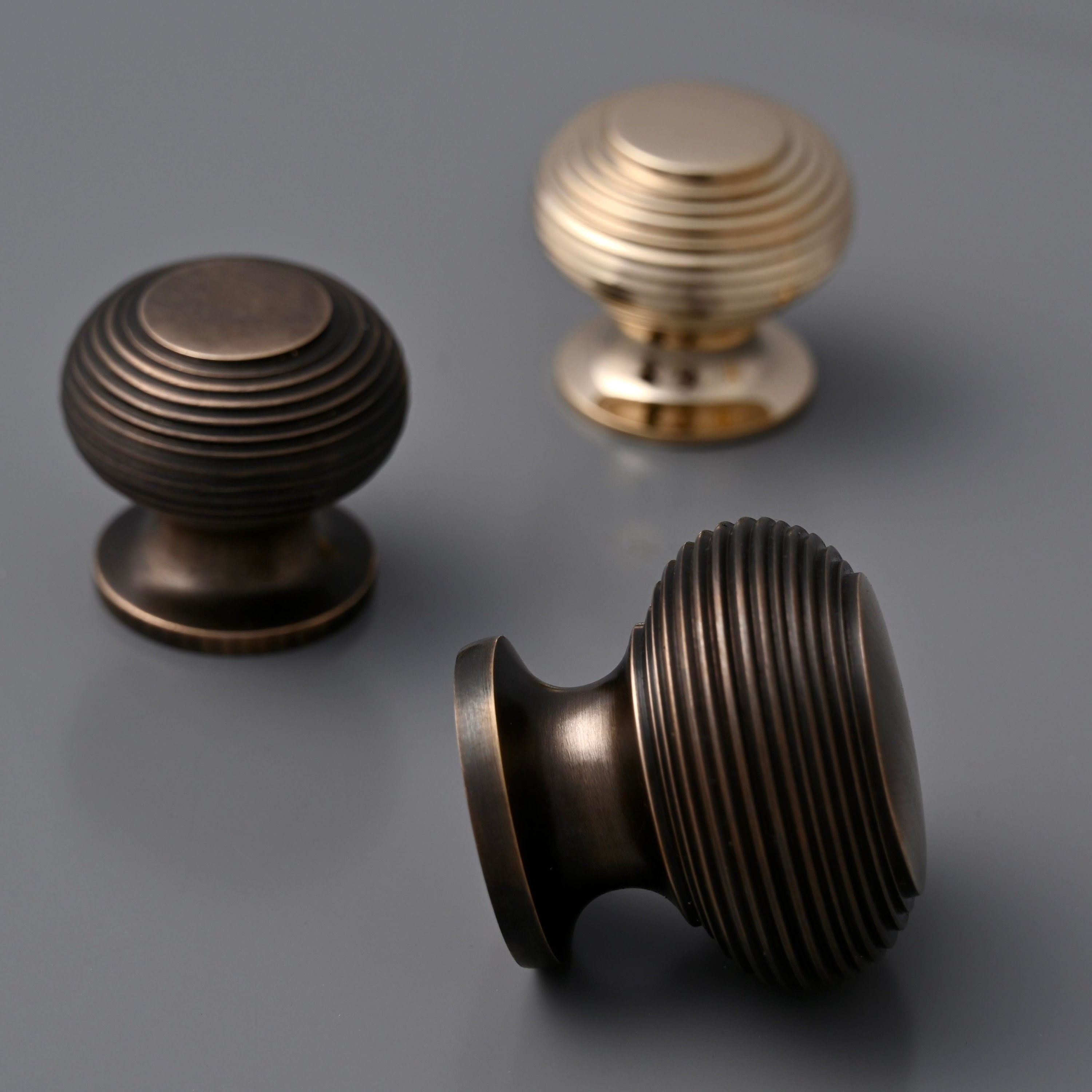 Solid Brass Beehive Cabinet Knobs Reeded Drawer Cupboard - Etsy UK