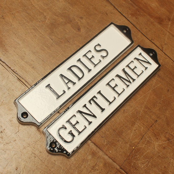 Bathroom Home & Living Pair of Brass WC Signs Toilet Signs Vintage Gold ...