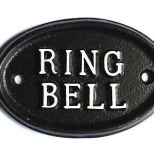 Ring Bell Front Door Sign - Old Antique Vintage Style Sign Plaque Solid ...