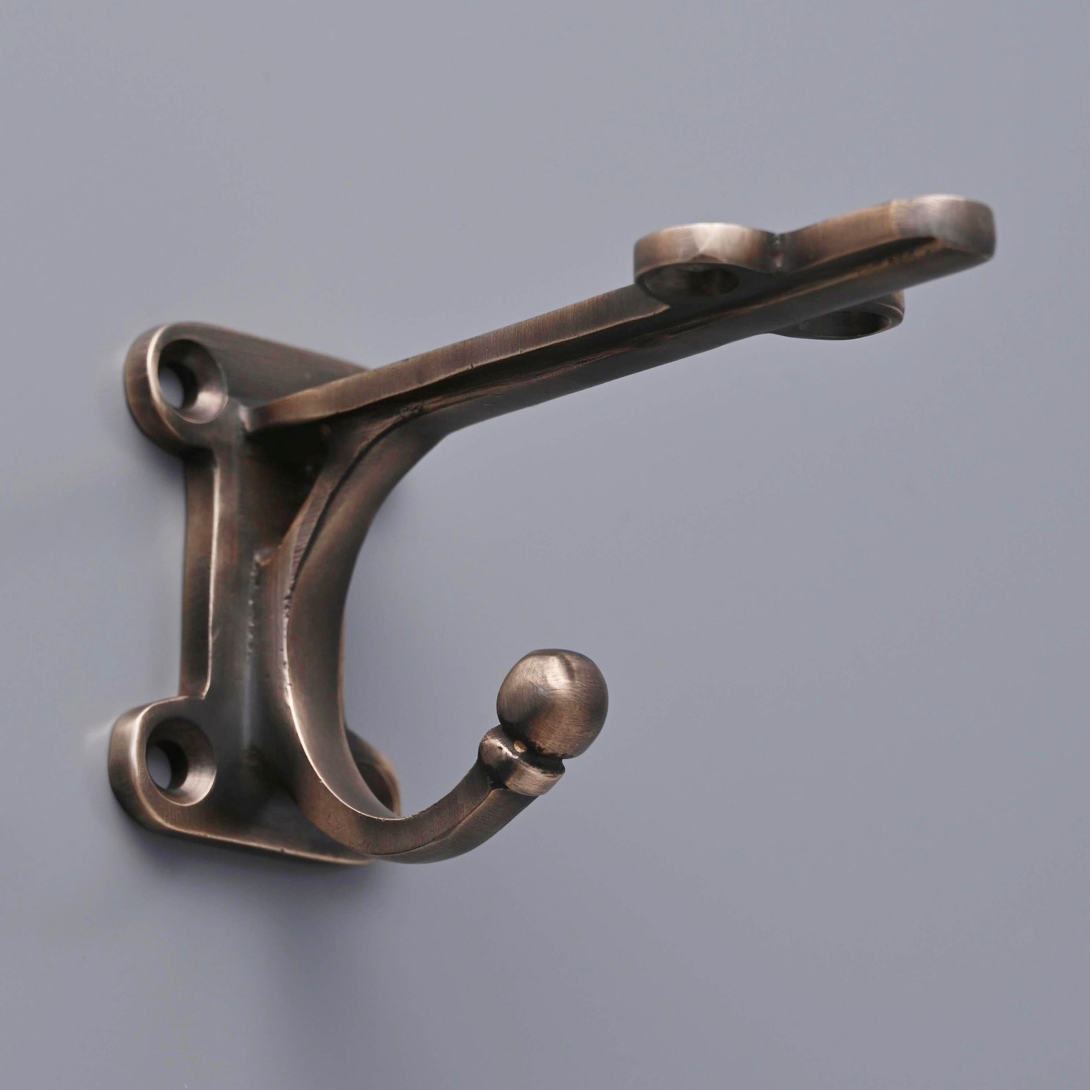 Solid Brass Shelf Bracket With Hook | Traditional Wall Mounted Support ...