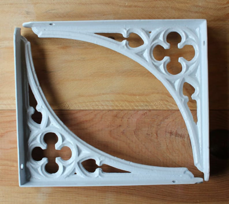 2 X 8x7" Cast Iron Victorian Shelf Cistern Brackets Gothic Heavy White ...