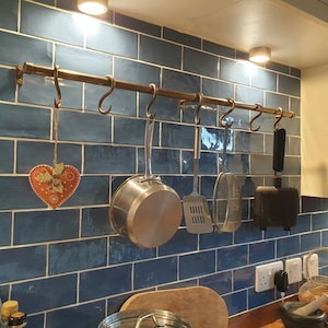 Aged Brass Hook Rail - Kitchen Utensil Pot Pan Hanging Rail Wardrobe ...