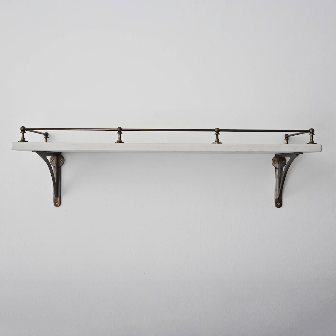 Victorian Aged Brass Gallery Rail | Kitchen Fiddle Tipping Shelf Rail ...