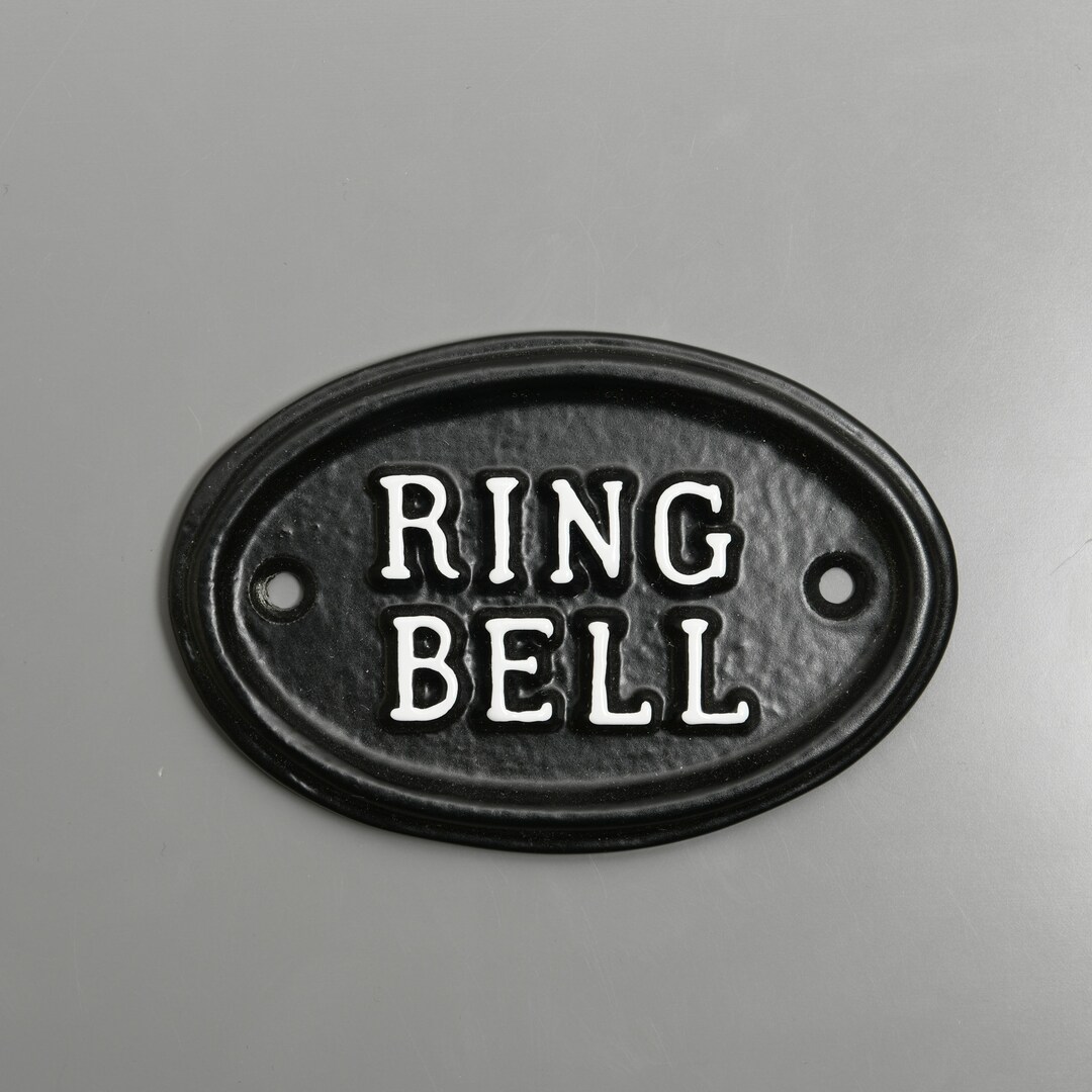 Ring Bell Front Door Sign - Old Antique Vintage Style Sign Plaque Solid ...