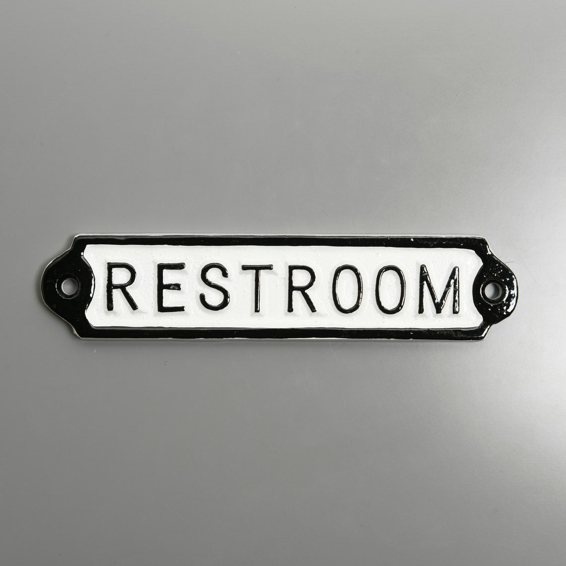 Restroom Sign Cast Metal Black White Door Sign Toilet - Etsy