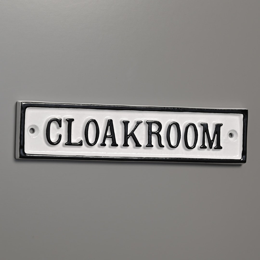 Cloakroom Door Sign - Black White Door Sign Quality Made Cast Metal ...