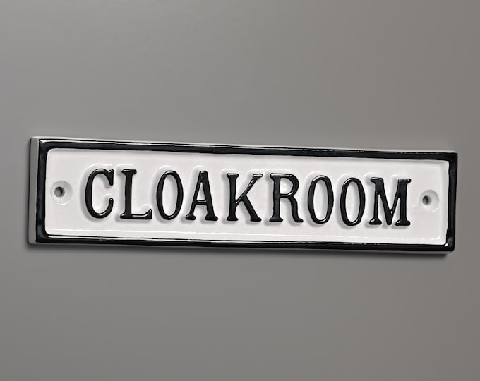 Cloakroom Door Sign - Black White Door Sign Quality Made Cast Metal ...
